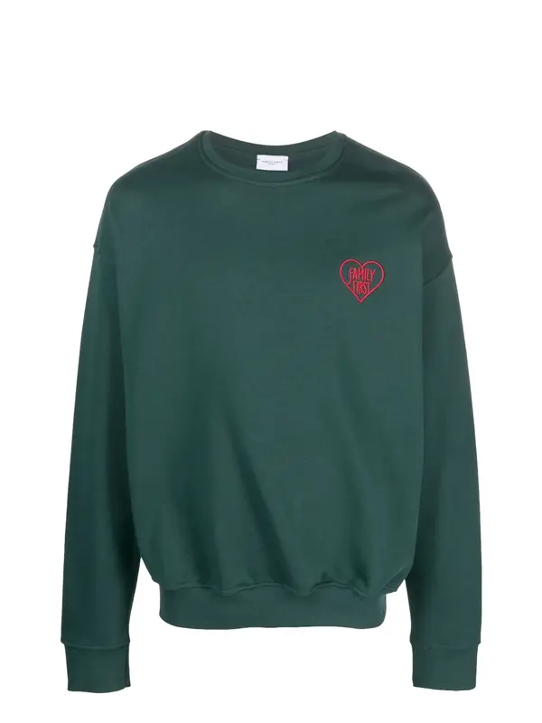 FAMILY FIRST Logo-embroidered Cotton Sweatshirt - Green