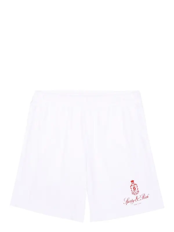 SPORTY & RICH Cotton Track Shorts - White