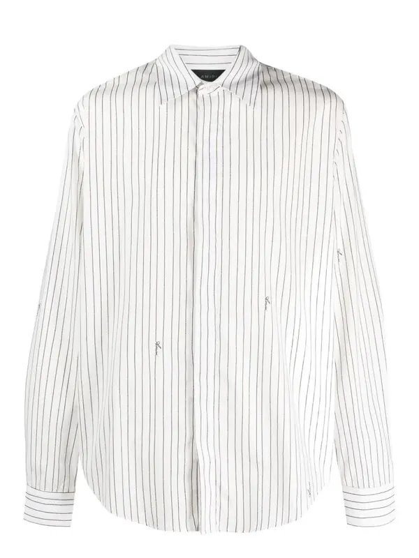Amiri Striped Long-sleeve Cotton Shirt - White