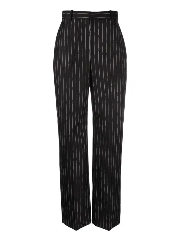 Alexander McQueen High-waisted Striped Trousers - Black