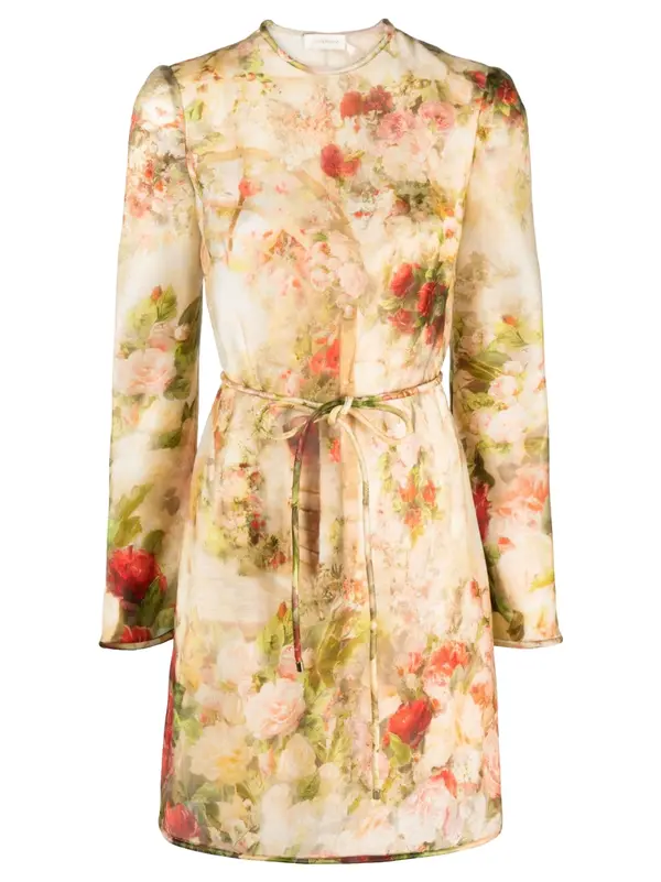 Zimmermann Luminosity Floral-print Silk Minidress - Neutrals