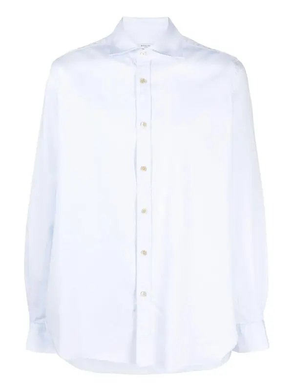 Boglioli Spread-collar Cotton Shirt - Blue