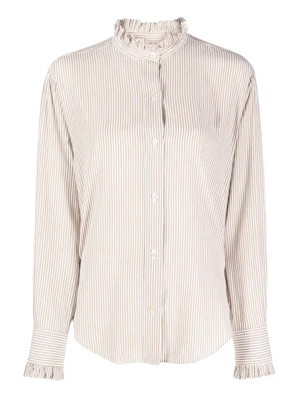 MARANT ETOILE Saoli Striped Cotton Shirt - Neutrals