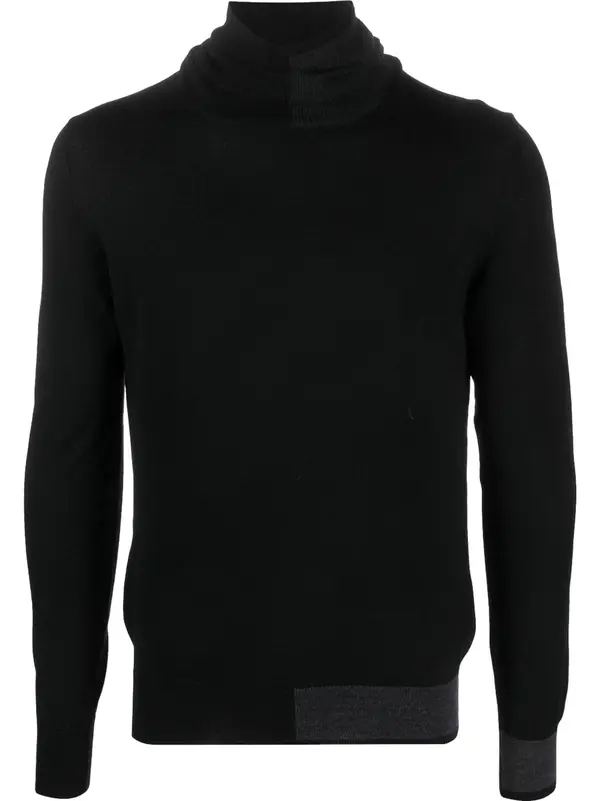 DEL CARLO Roll-neck Merino Wool Jumper - Black