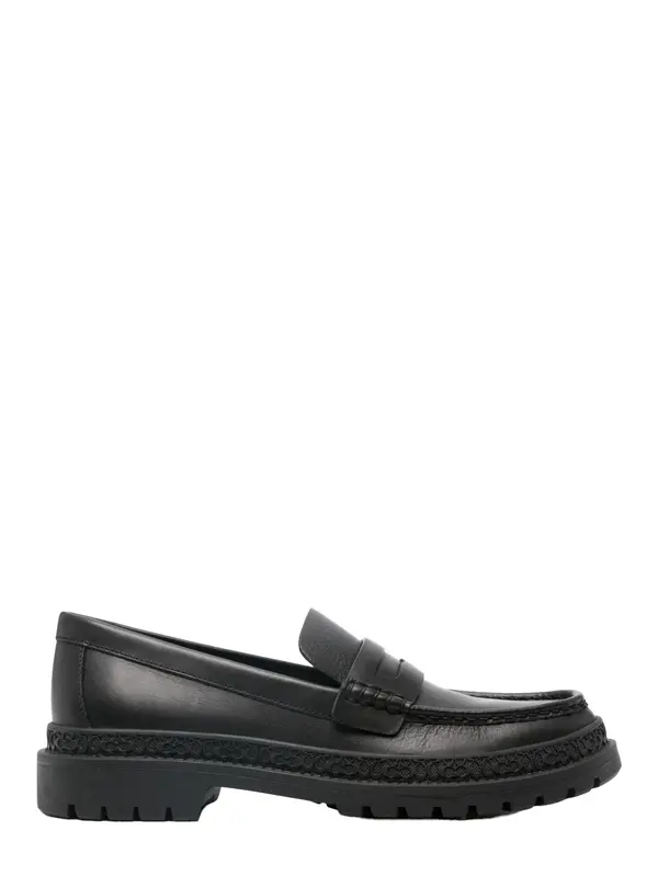 COACH Penny-slot Leather Loafers - Black