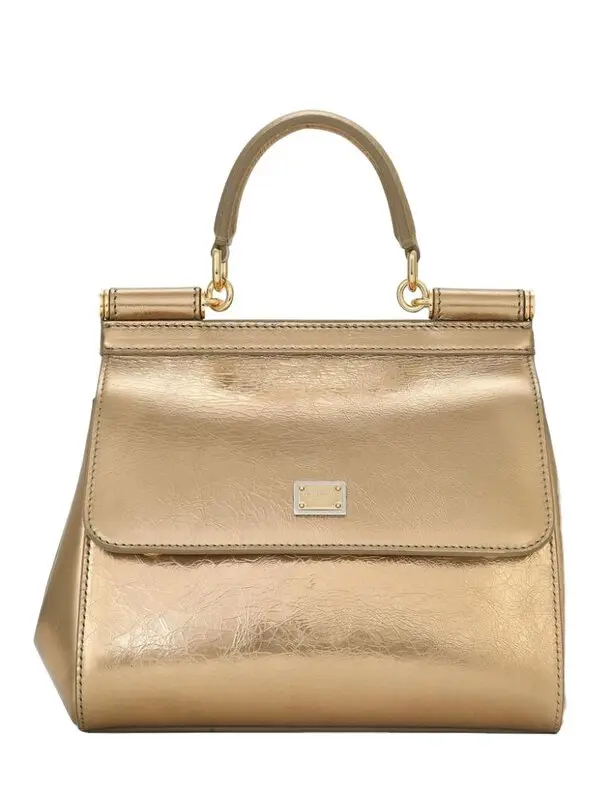 Dolce & Gabbana Sicily Metallic Leather Tote Bag - Gold