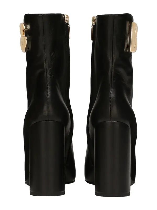 Dolce & Gabbana 90mm Logo-plaque Leather Boots - Black