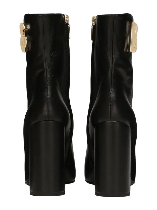 Dolce & Gabbana 90mm Logo-plaque Leather Boots - Black