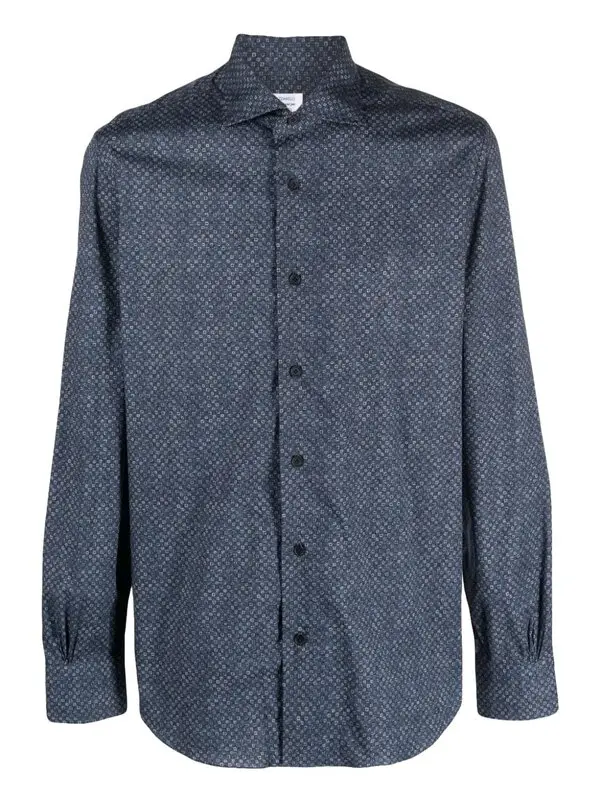 MAZZARELLI Textured-finish Cotton Shirt - Blue