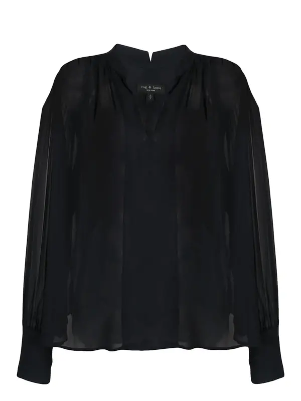 Rag & Bone Split-neck Blouse - Blue