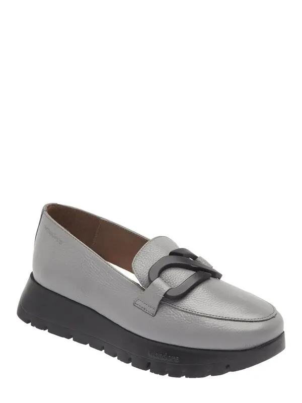 WONDERS Lug Sole Loafer - Grey Tumbled Leather