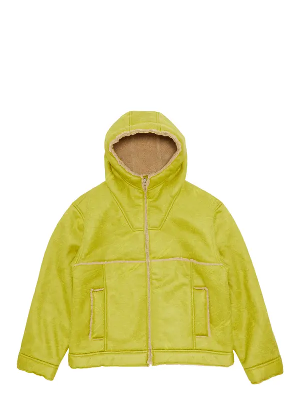 Supreme Faux Shearling Hooded Jacket - Yellow