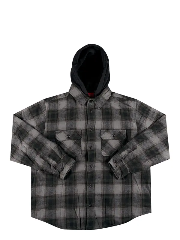 Supreme Hooded Flannel Zip Up Shirt - Black