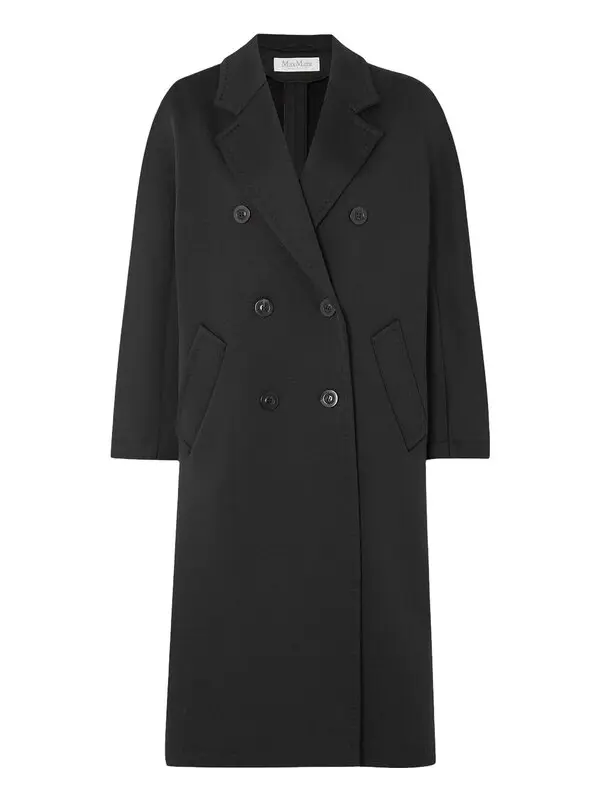 Max Mara Madame Double-breasted Woven Coat - Black