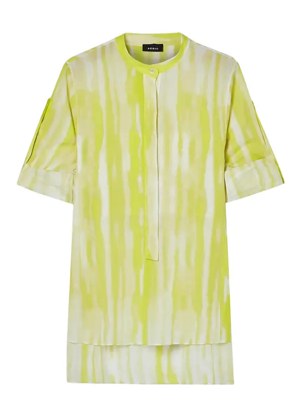 Akris Tie-dyed Cotton-voile Tunic - Chartreuse