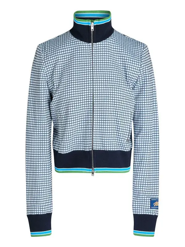 Marni Checked Jacquard-knit Track Jacket - Light Blue