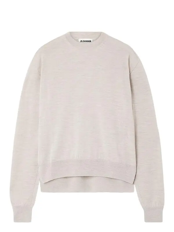 JIL SANDER Cashmere, Wool, And Silk-blend Sweater - Stone