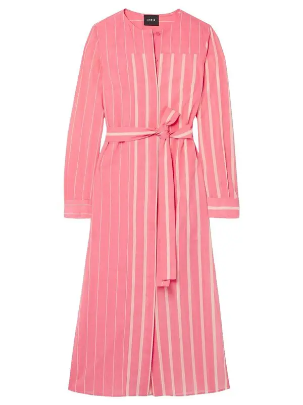 Akris Striped Cotton-voile Midi Shirt Dress - Bubblegum