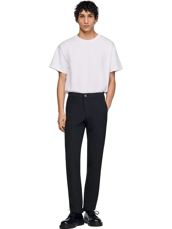 Sandro Straight-leg Technical Fabric Trousers - Black