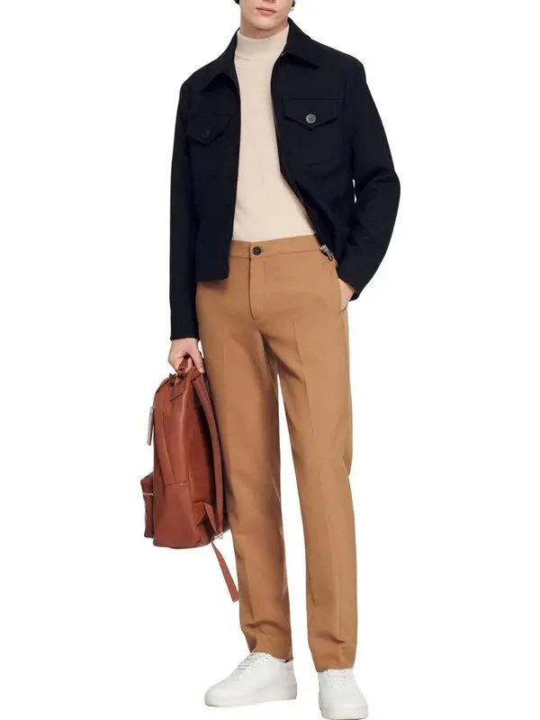 Sandro Straight-leg Jersey Trousers - Camel