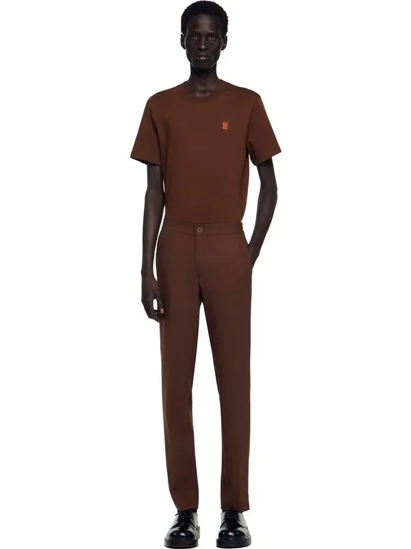 Sandro Straight-leg Technical Fabric Trousers - Cognac