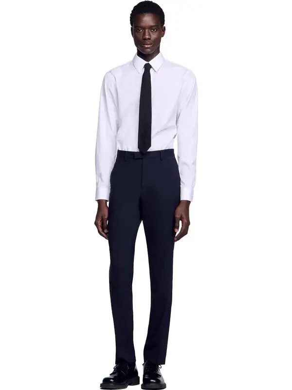 Sandro Wool Suit Pants - Navy Blue