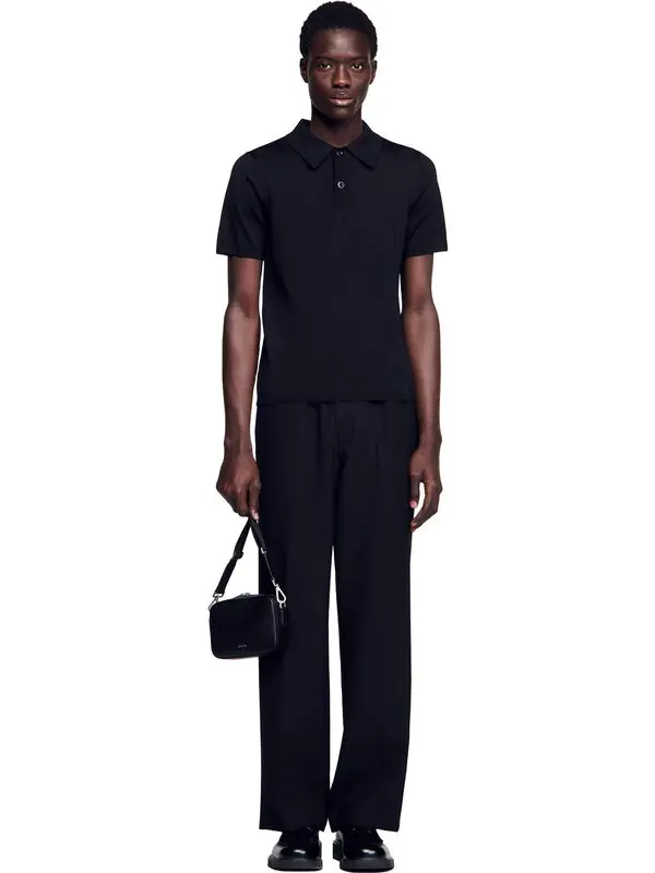 Sandro Short-sleeve Knitted Polo Shirt - Black