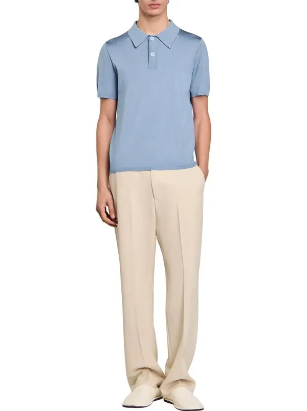 Sandro Short-sleeve Knitted Polo Shirt - Chambray