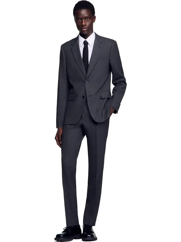 Sandro Wool Suit Jacket - Mocked Grey