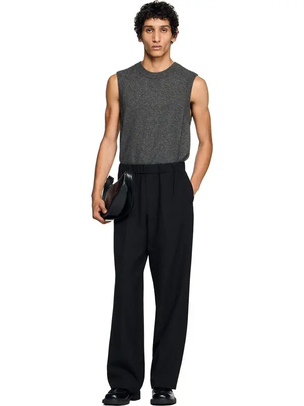 Sandro Wide-leg Jersey Trousers - Black