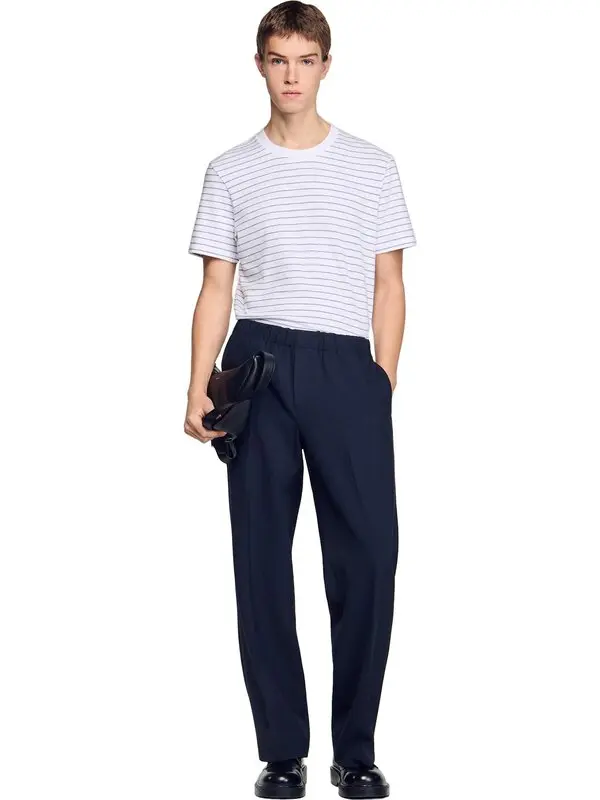 Sandro Wide-leg Jersey Trousers - Black