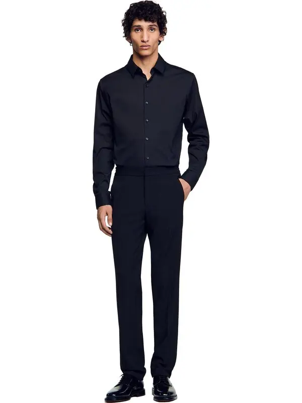 Sandro Fitted Stretch Cotton Shirt - Black