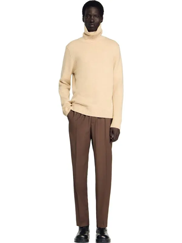 Sandro Straight-leg Trousers - Tobacco Brown