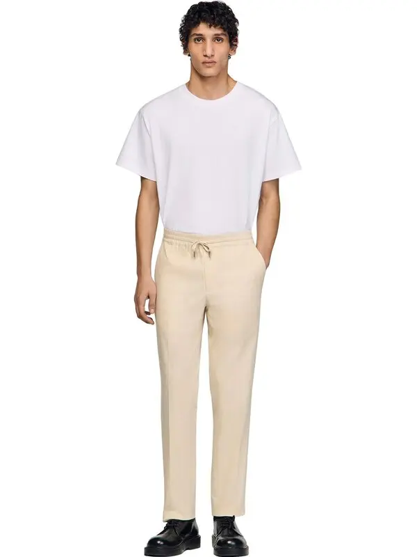 Sandro Straight-leg Trousers - Light Beige