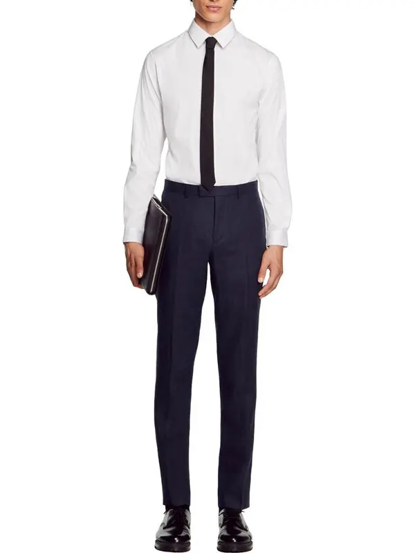 Sandro Linen Suit Trousers - Navy Blue