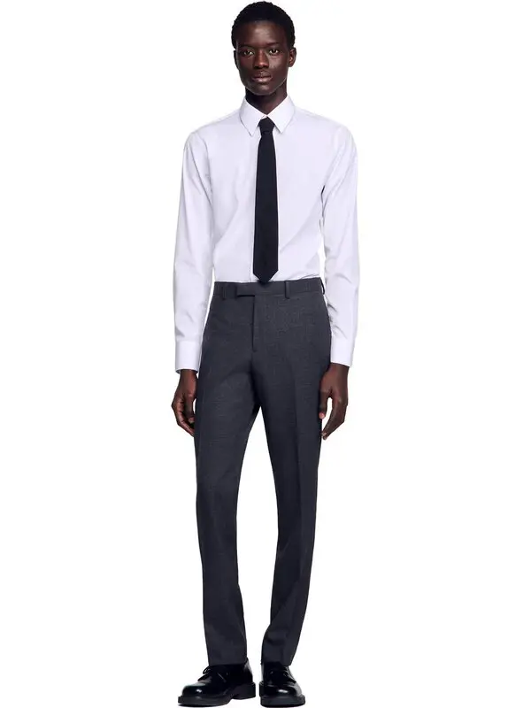 Sandro Wool Suit Trousers - Mocked Grey