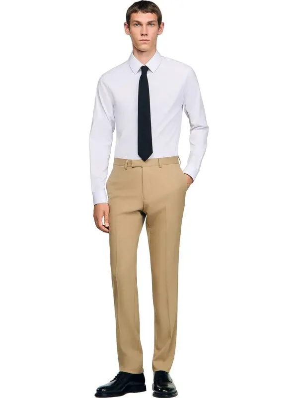 Sandro Wool Suit Trousers - Beige