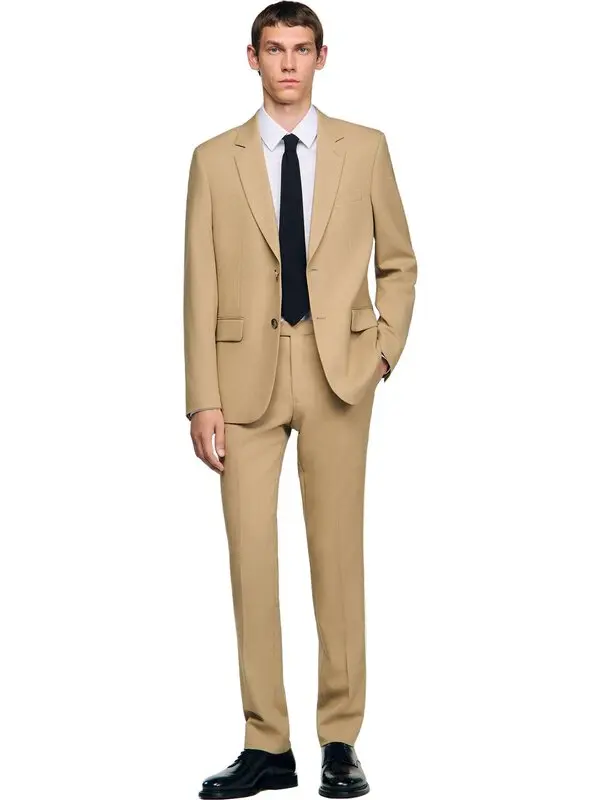 Sandro Wool Suit Jacket - Beige