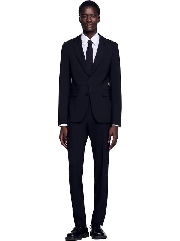Sandro Virgin Wool Suit Jacket - Black