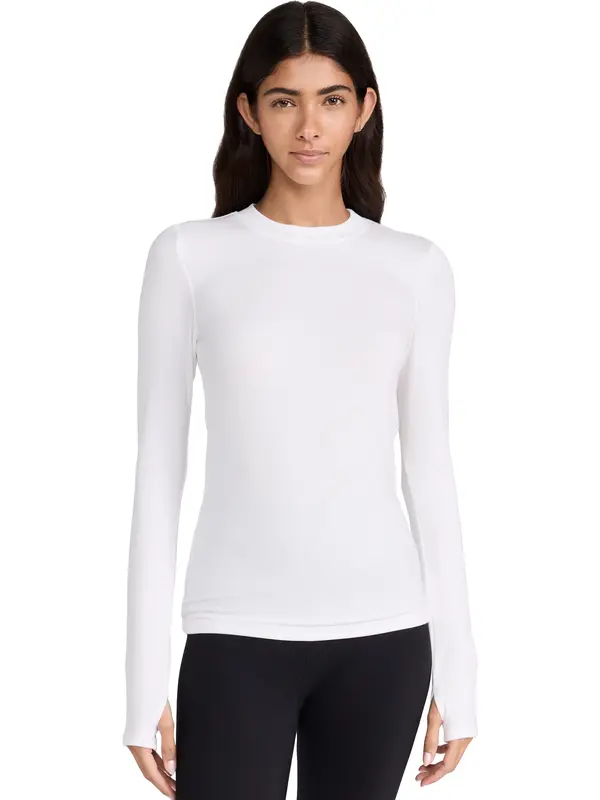 Splits59 Louise Ribbed Long-sleeve Tee - White