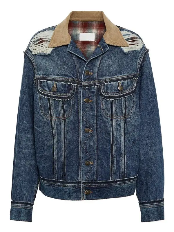 MAISON MARGIELA X Pendleton Distressed Denim Jacket - Blue
