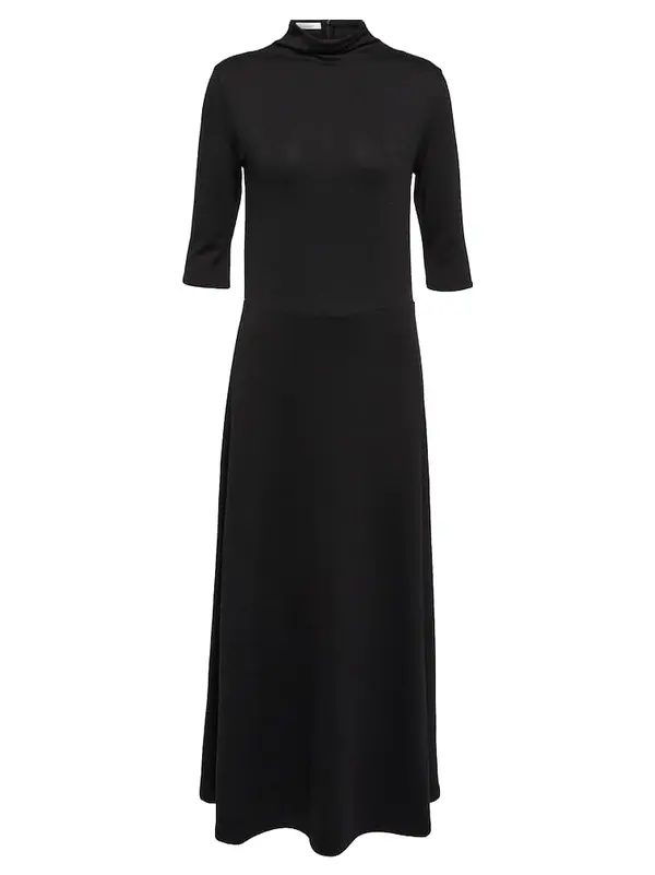 Vince Knitted Jersey Midi Dress - Black