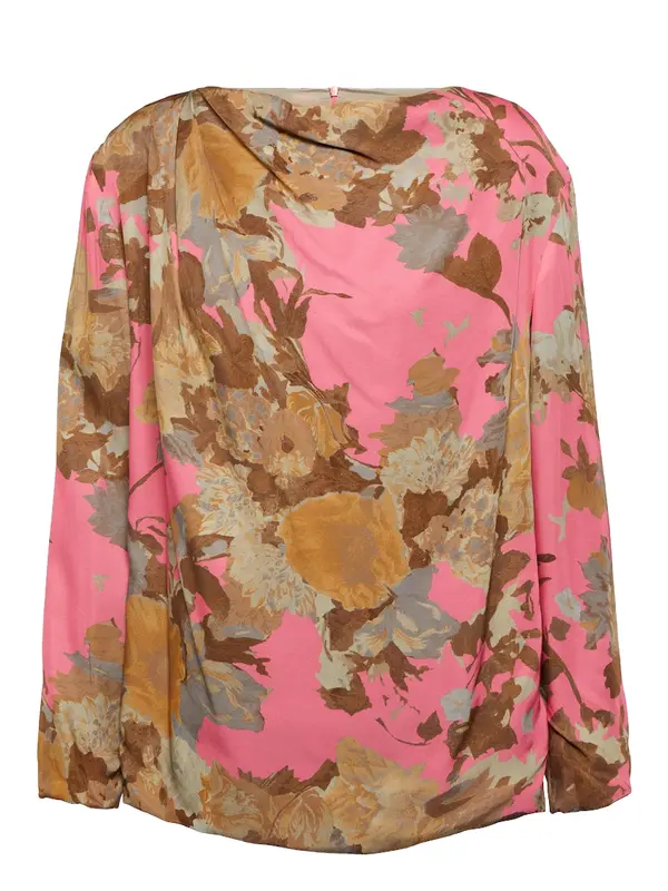 Dries Van Noten Printed Draped Blouse - Multicoloured