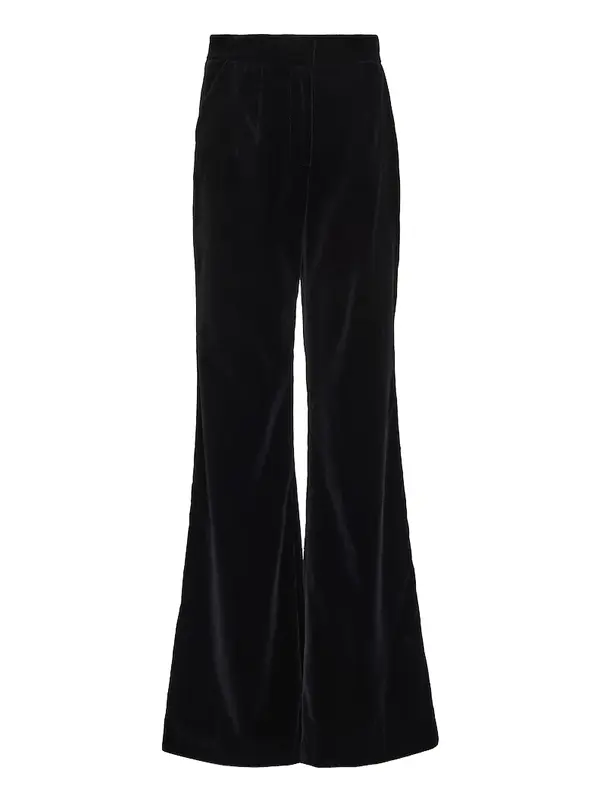 Costarellos Barine Cotton Velvet Straight Pants - Black