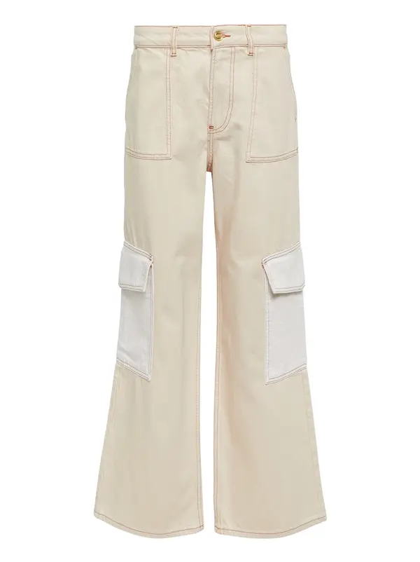 GANNI Angi Organic Cotton Cargo Jeans - Neutrals