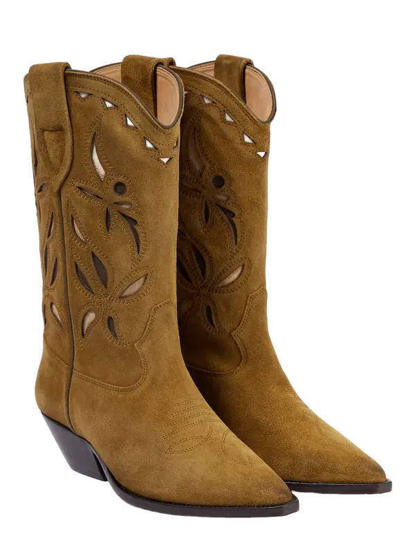 Isabel Marant Duerto Suede Cowboy Boots - Beige