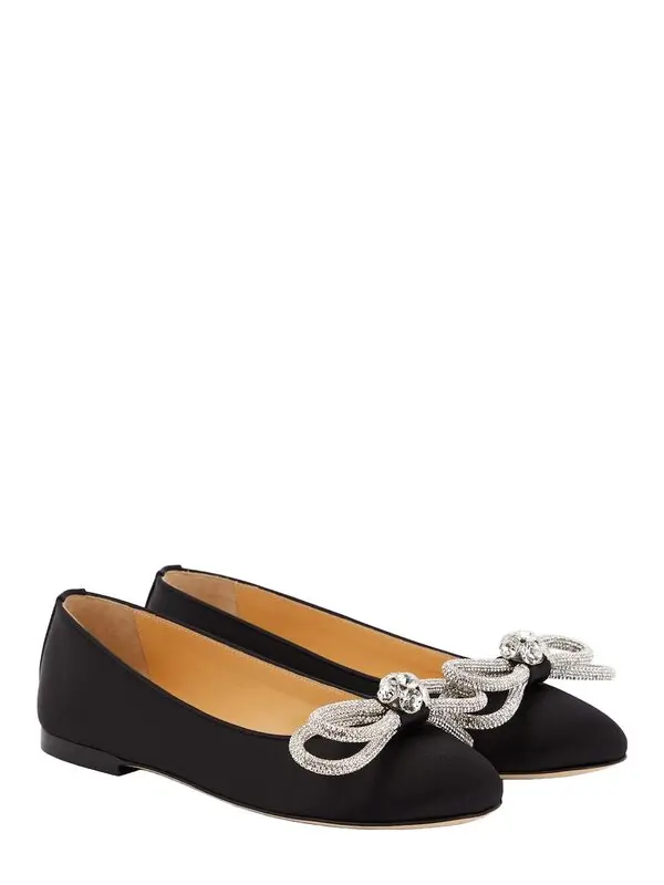 Mach & Mach Double Bow Ballerina Flats - Black