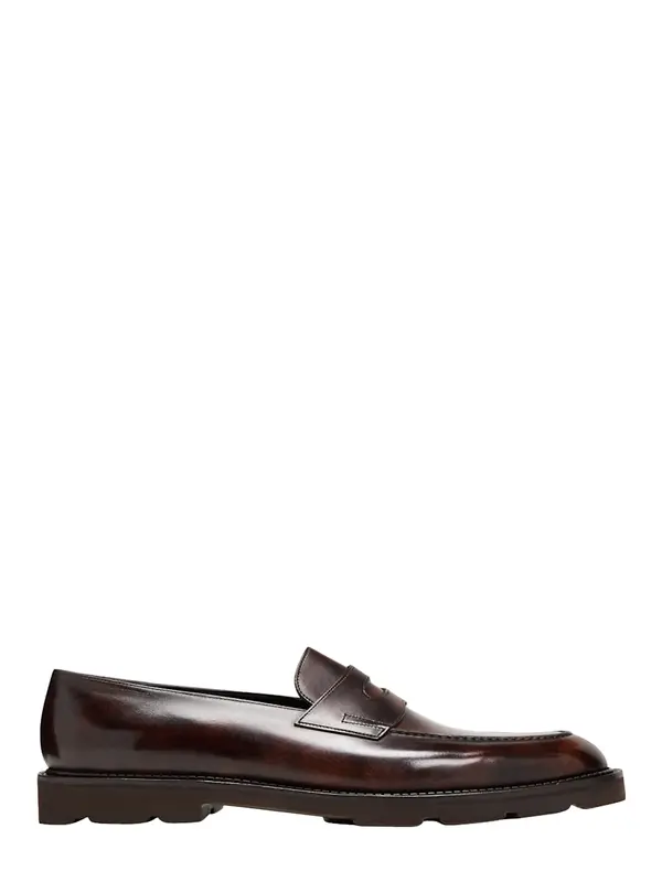 John Lobb Lopez Leather Penny Loafers - Dark Brown