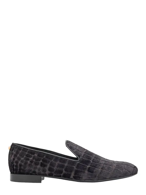 Versace Croc-stamped Loafers - Black