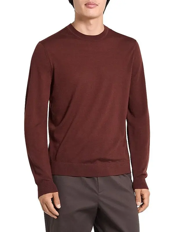 Theory Regal Merino Crewneck Sweater - Deep Auburn